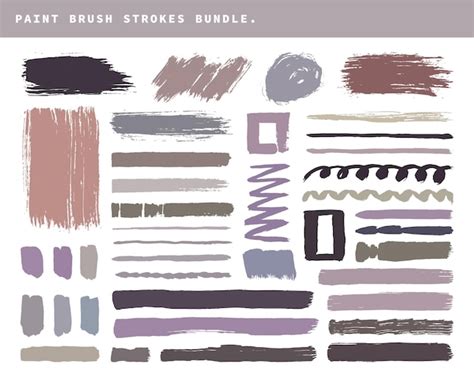 추상적인 손으로 그린 브러시 스트로크 요소 세트 자유 손 페인트 브러시 디자인 트 창의적인 모양 프리미엄 벡터