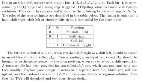 Solved Design An Bit Shift Register With Output Bits A A Chegg Com