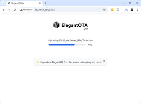 mises à jour esp32 ota over the air bibliothèque elegantota avec
