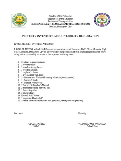 Property Declaration Pdf