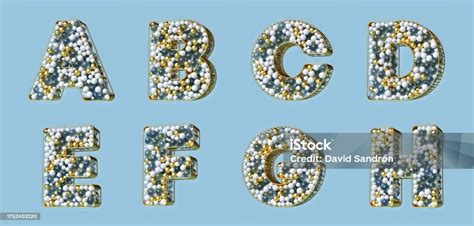 구체 타이포그래피 3d는 금색 흰색 크리스탈로 제작됩니다 문자 A에서 H까지 0명에 대한 스톡 사진 및 기타 이미지 0명 3차원 형태 결정체 Istock