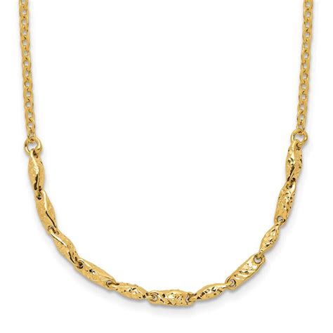 14k Polished And Diamond Cut With 1in Ext Necklace Ebay