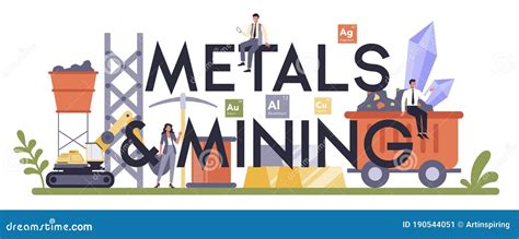 Non Ferrous Metal And Mining Typographic Header Concept Steel Stock Vector Illustration Of