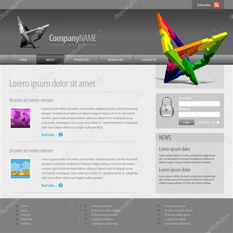 Gray Website Template 960 Grid — Stock Vector © Sooolnce 8801361