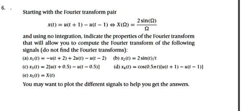 Solved Texts Fourier Transformation 6 Starting With The Fourier