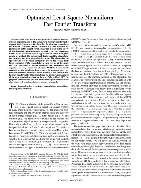 Pdf Optimized Least Square Nonuniform Fast Fourier Transform