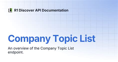 Company Topic List R1 Discover Api Documentation