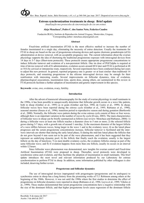 Pdf Estrous Synchronization Treatments In Sheep Brief Update