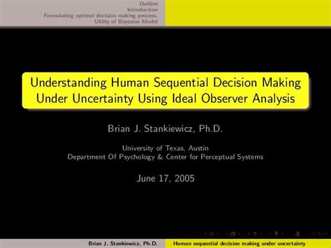 Pdf Understanding Human Sequential Decision Making Under