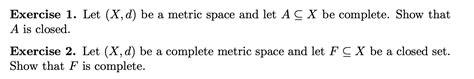 Solved Exercise 1 Let X D Be A Metric Space And Let A Cx