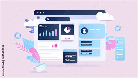 Statistics And Data Website Abstract Vector Illustration Of Browser Window With Financial