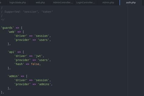 Php Laravel Auth With Custom Guard Doenst Work Stack Overflow