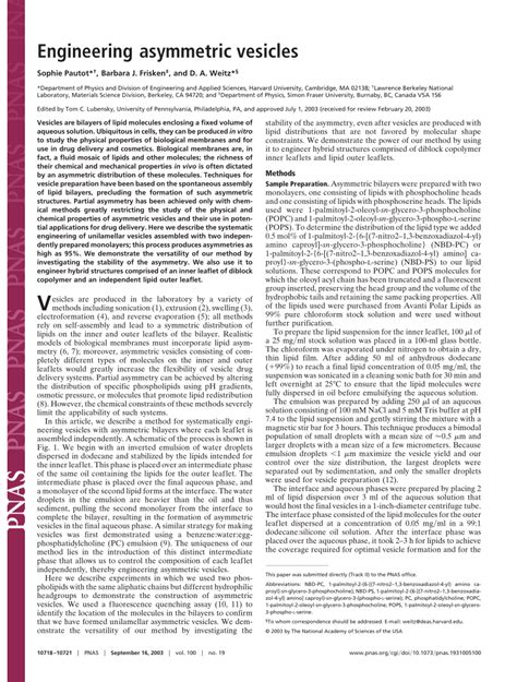 Pdf Engineering Asymmetric Vesicles