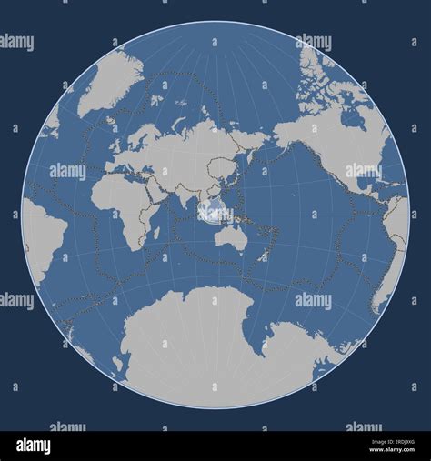 Sunda Tectonic Plate On The Solid Contour Map In The Lagrange Projection Centered Meridionally