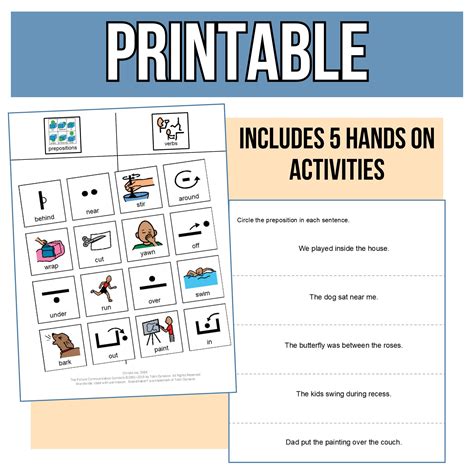 Preposition Cut And Paste Special Education Preposition Visuals List