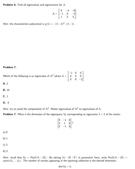 solved problem 6 find all eigenvalues and eigenvectors for