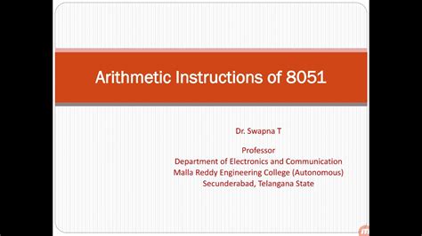 Part 1 Arithmetic Instructions 8051 Youtube