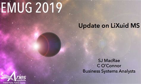 Update On Lixuid Manuscript From Emug 2019 Aries Systems Corporation