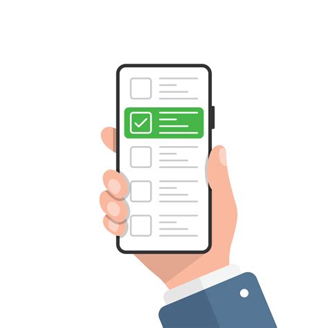 Online Form Survey In Hand Illustration In Flat Style Mobile