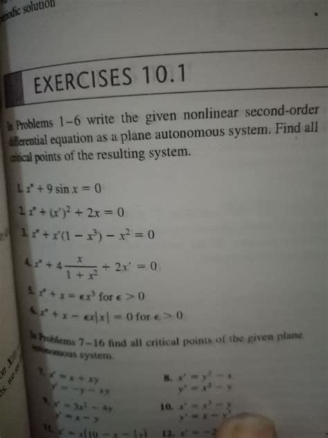 answered problems 1 6 write the given nonlinear… bartleby