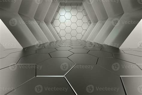 Hexagonal Tunnel Space With Hexagon Cubes 3d Rendering 27872273 Stock