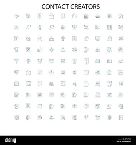 Contact Creators Icons Signs Outline Symbols Concept Linear Illustration Line Collection