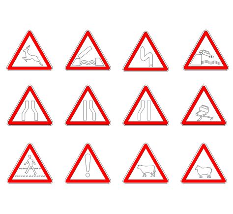 Triangular Warning Road Signs Dwg Cad Block Free Download