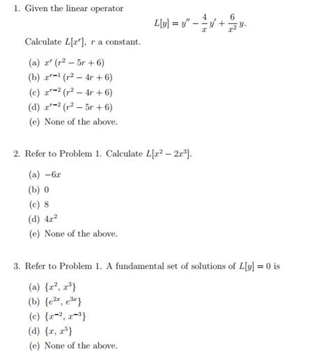 Solved Given The Linear Operator Calculate L R A Chegg