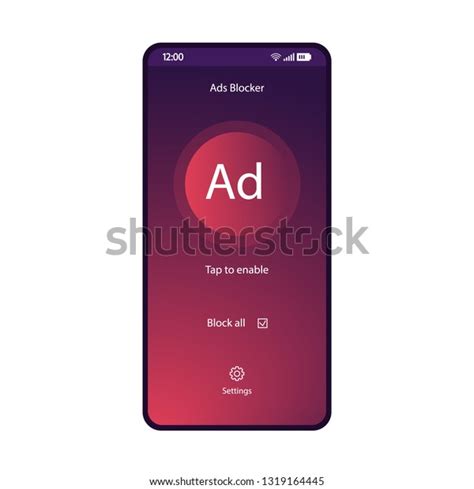 Adblock App Smartphone Interface Vector Template Stock Vector Royalty