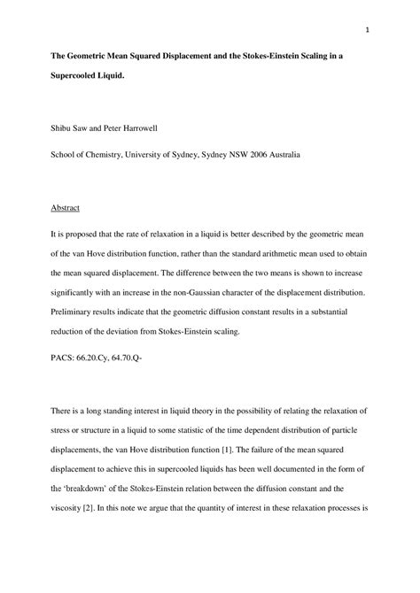 The Geometric Mean Squared Displacement And The Stokes Lecture
