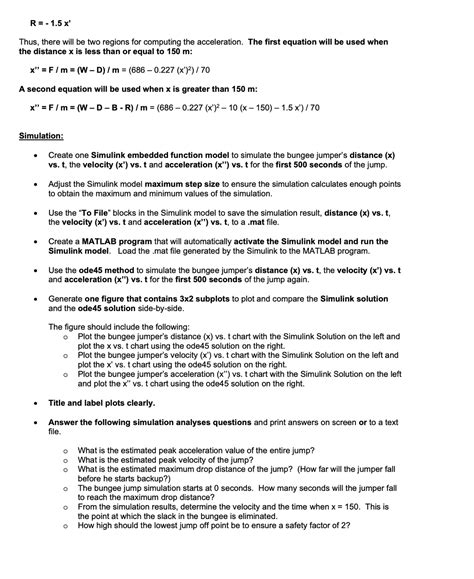 Answered Bungee Jump Simulation Second Order Bartleby