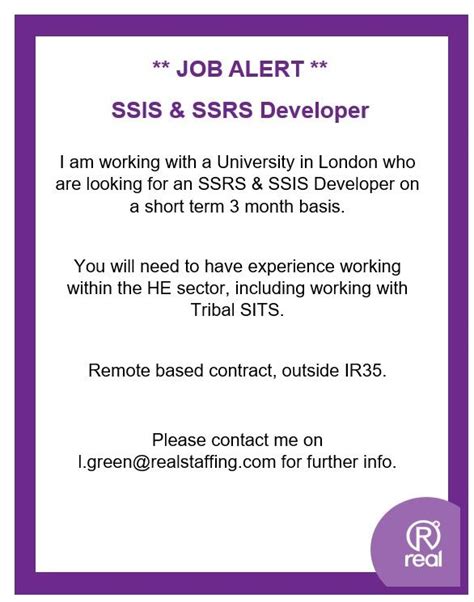 Job Alert Ssrs And Ssis Developer I Am Working With A University In Louise Estrada Green