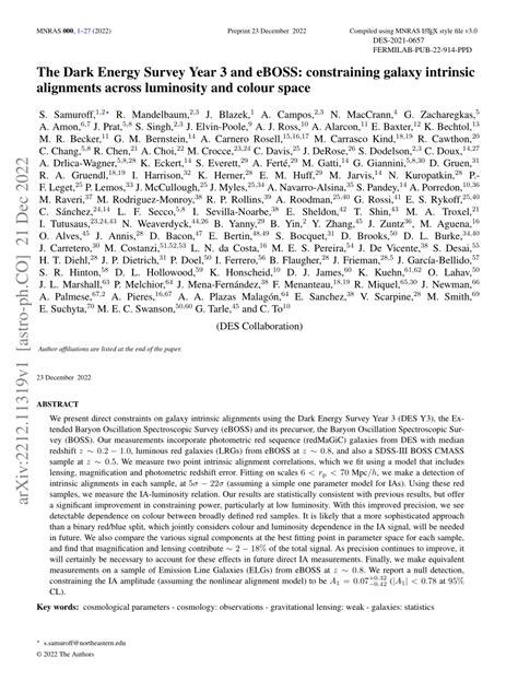 Pdf The Dark Energy Survey Year 3 And Eboss Constraining Galaxy Intrinsic Alignments Across