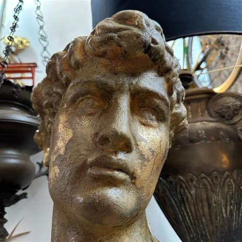 Proantic 1950s Neoclassical Revival Gilded Plaster Italian Bust Of Da