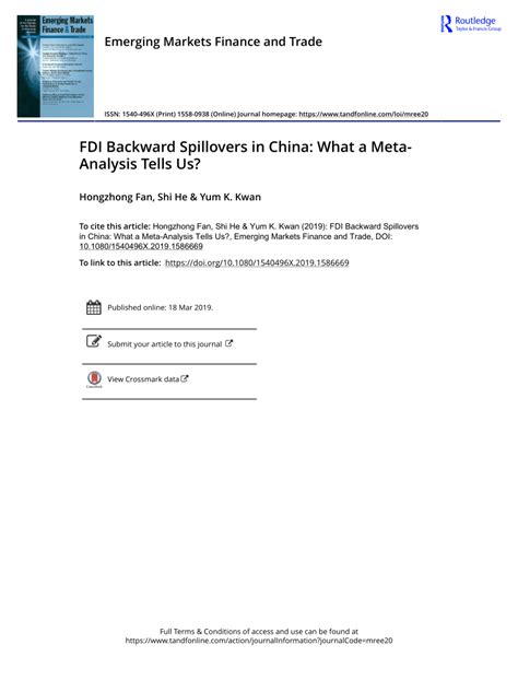 (PDF) FDI Backward Spillovers in China: What a Meta-Analysis Tells Us?