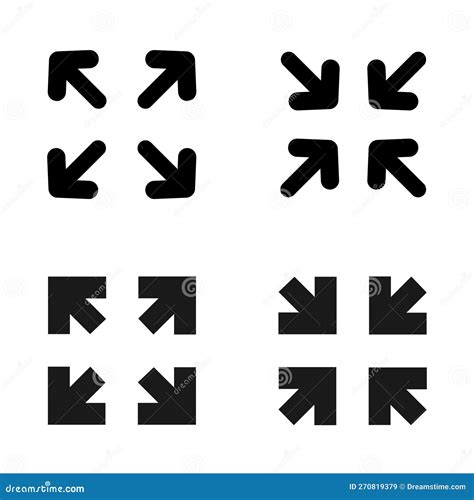 Full Screen And Exit Full Screen Icon Set Stock Vector Illustration Of Navigation Flat 270819379