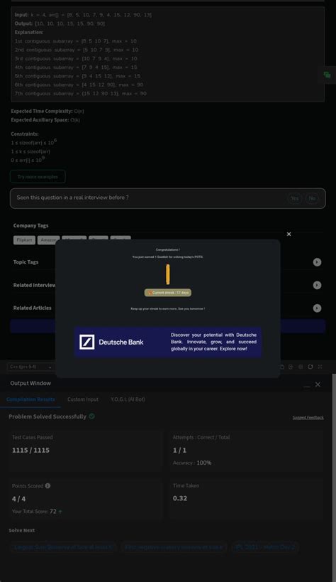 day 17 of code challenge k sized subarray maximum kumkum baghel posted on the topic linkedin