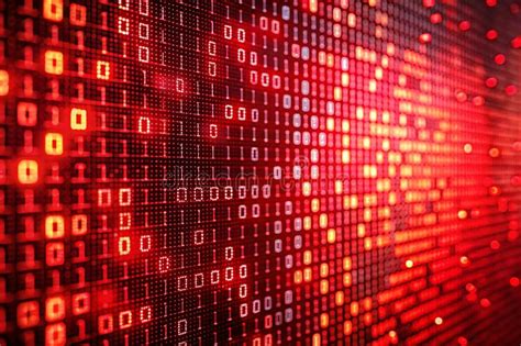 Dynamic Red Matrix Digital Background A Futuristic Visualization Of Binary Code Data Streams And