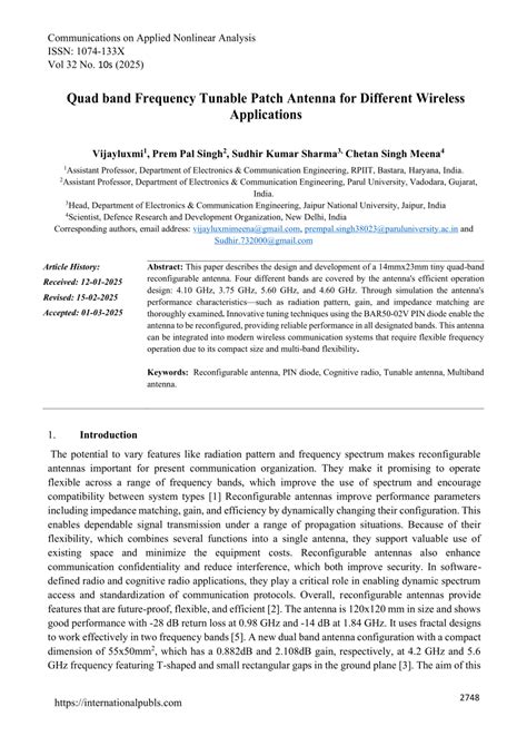 Pdf Quad Band Frequency Tunable Patch Antenna For Different Wireless Applications
