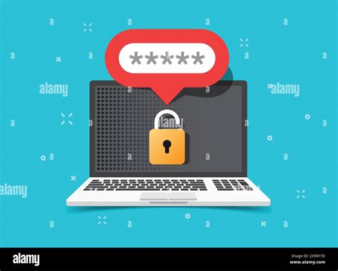 Laptop With Account Login Icon In Flat Style Password Form Page Vector