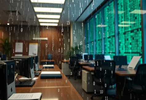 Binary Rain Instead Of Matrix Code Binary Numbers Fall Like Rain Stock Image Image Of Scene