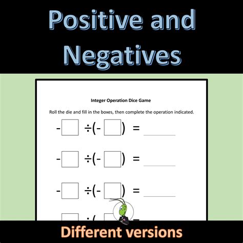 Integer Operations Multiply Divide Dice Game Made By Teachers