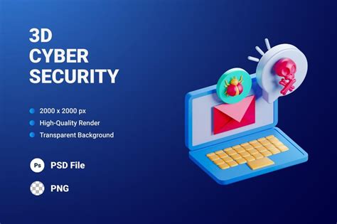 Premium Psd 3d Icon Illustration Cyber Threat Hacker Security