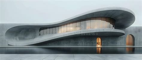 Modern Curvilinear Architecture With Reflective Water Feature Concept Architectural Design