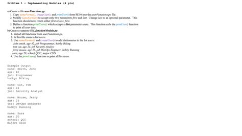 Solved Problem Implementing Modules Pts A Create A Chegg