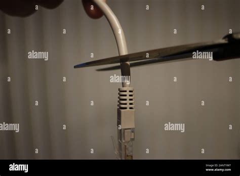Concept Isolated Photo Of Cutting Cable Cord Stock Photo Alamy