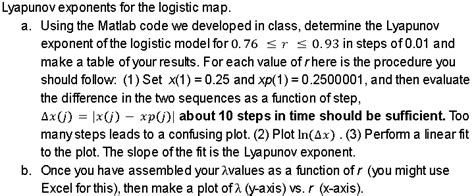 1 Lyapunov Exponents For The Logistic Map A Using