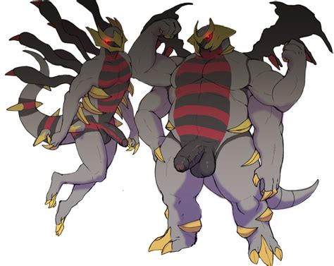 Rule 34 Anthro Balls Duo Flexing Flying Generation 4 Pokemon Genitals Giratina Glowing Glowing
