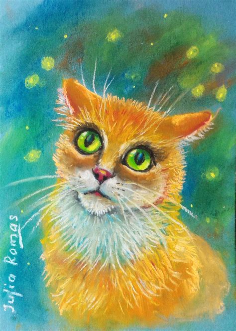 Как нарисовать котика мелками 80 фото