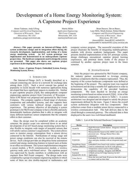 PDF Development Of A Home Energy Monitoring System A Capstone Project Experience